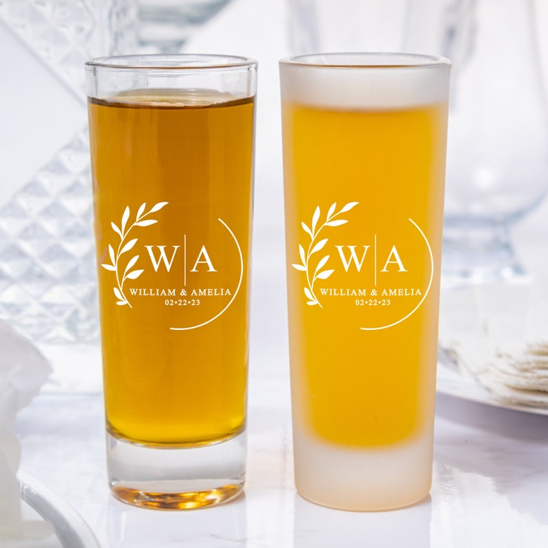 Custom Wedding Shot Glass W/ Your Initials 2oz Shooters - Etsy