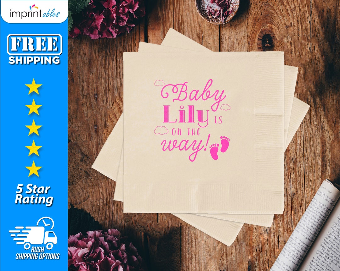 Custom Baby Shower Napkins | Personalized Baby Napkins | Baby is on the ...