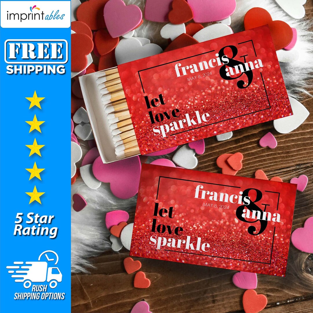 Custom Wedding Matches Box, Personalized Matchboxes, Let Love Sparkle ...