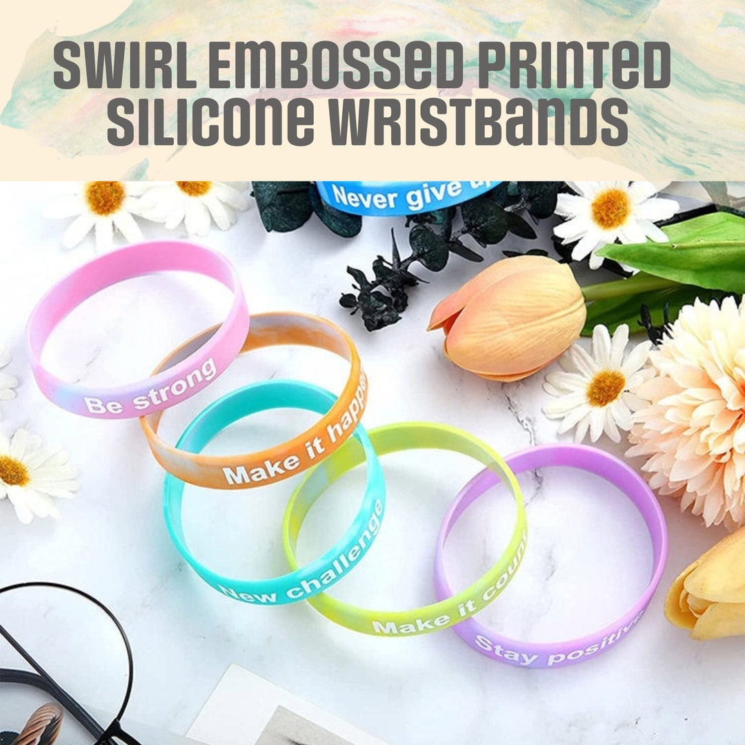 Custom Embossed Printed Swirl Colored Wristbands | Personalized ...