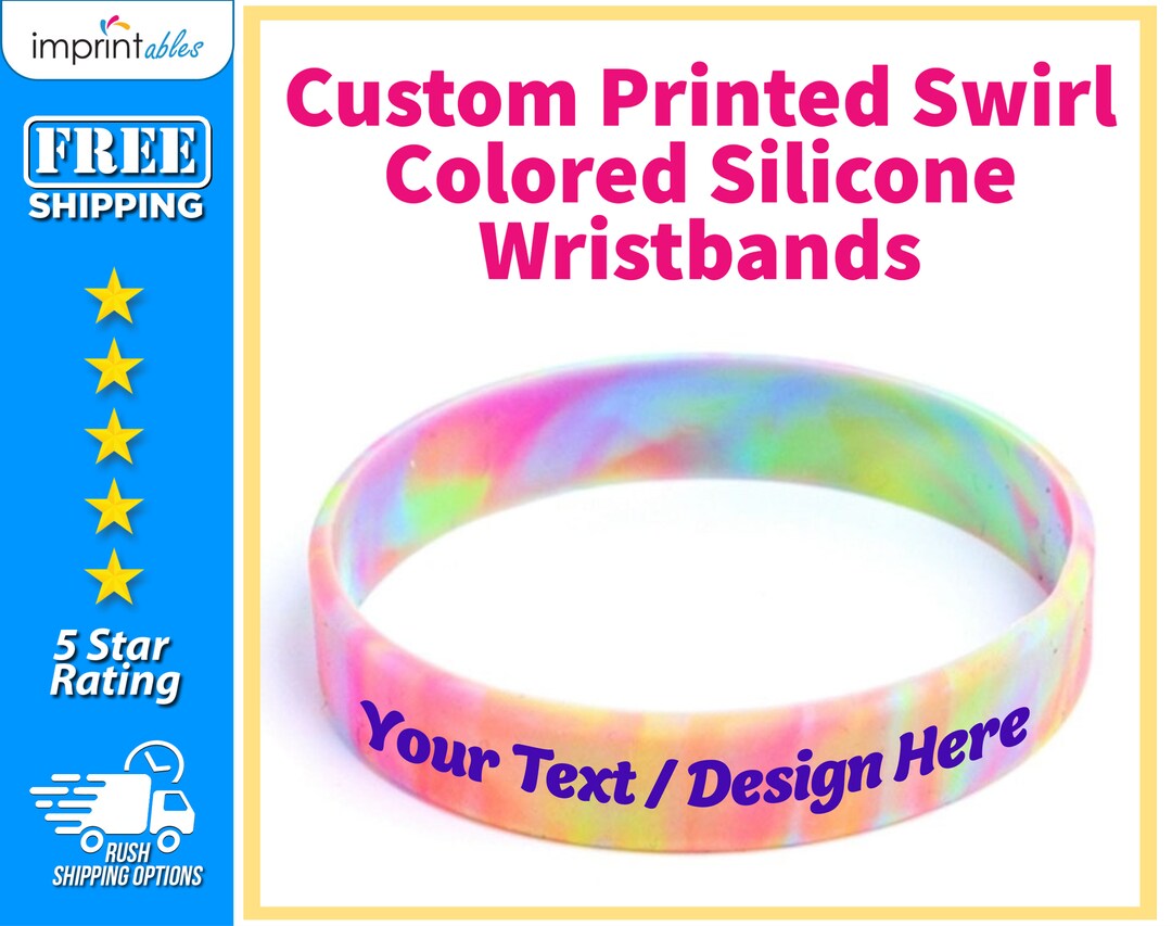 Swirl Custom Printed Wristbands Personalized Wristbands - Etsy