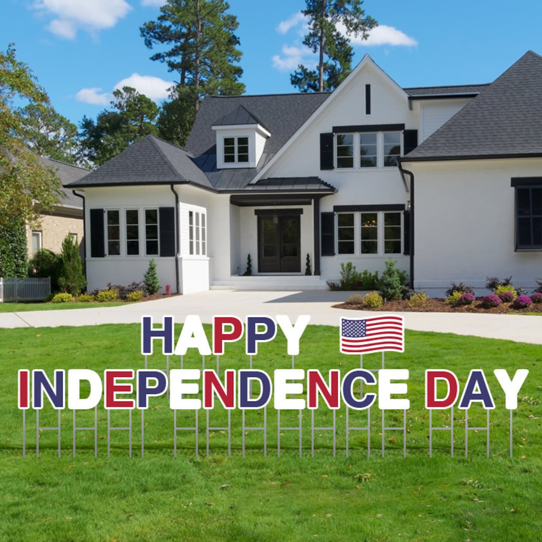 Independence Day Yard Card Letters With Metal Stakes - Made From ...