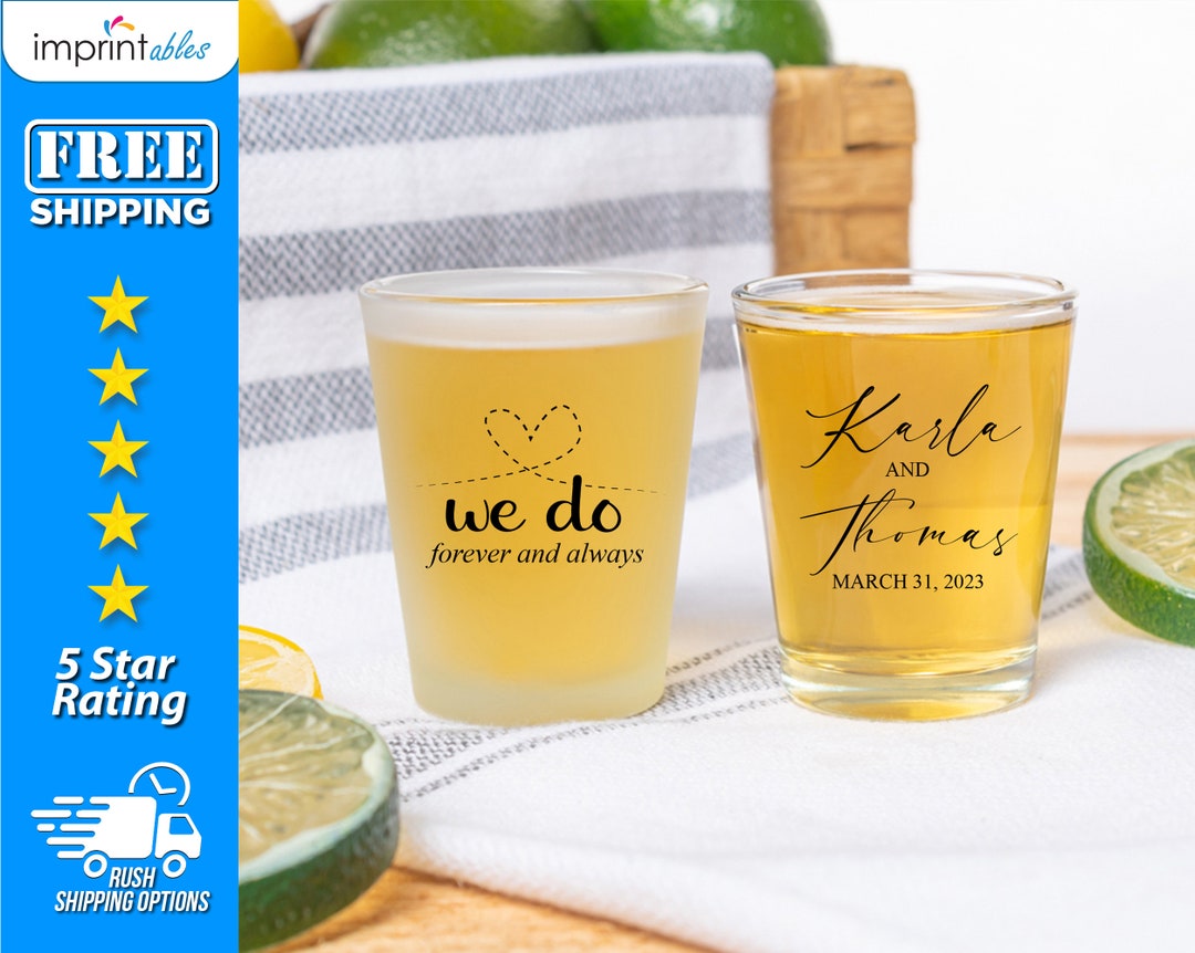 Wedding Shot Glasses W/ Initials- 1.75 Oz Clear & Frosted, Personalized ...