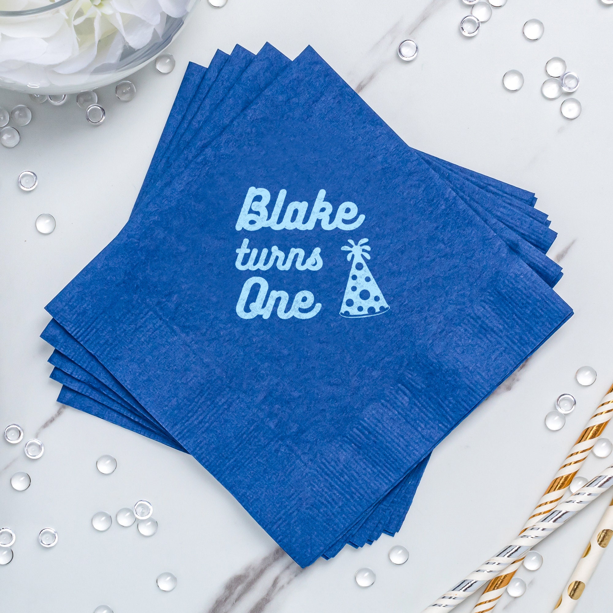 Custom 1st Birthday Party Napkins | Personalized Beverage Napkins ...