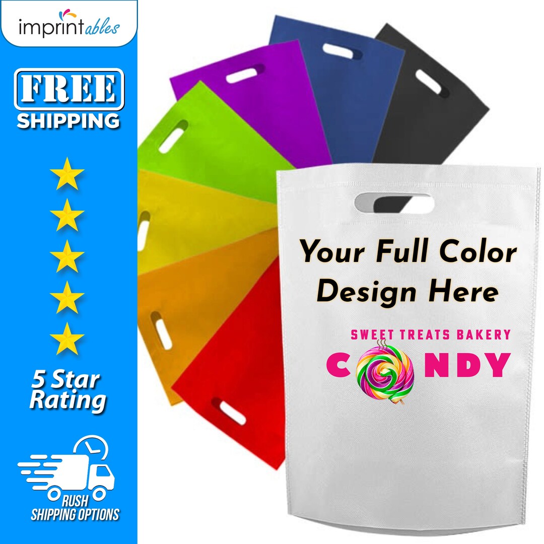 Custom Full Color Medium Exhibition Die Cut Handle Fabric Tote Bags ...
