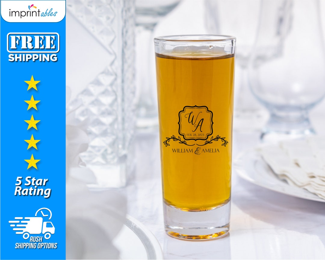 Custom Wedding Shot Glass W/ Your Names - 2oz Shooters | Clear ...
