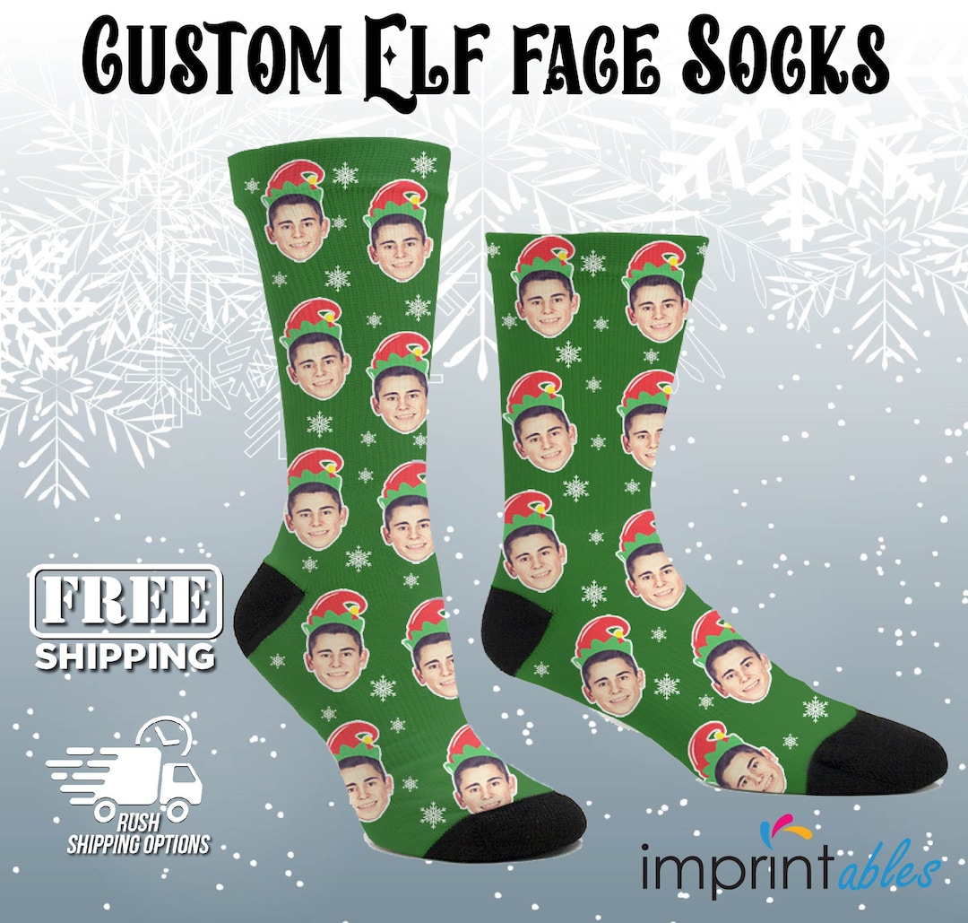 Custom Christmas Elf Face Socks | Add A Face to These Unique One of a ...