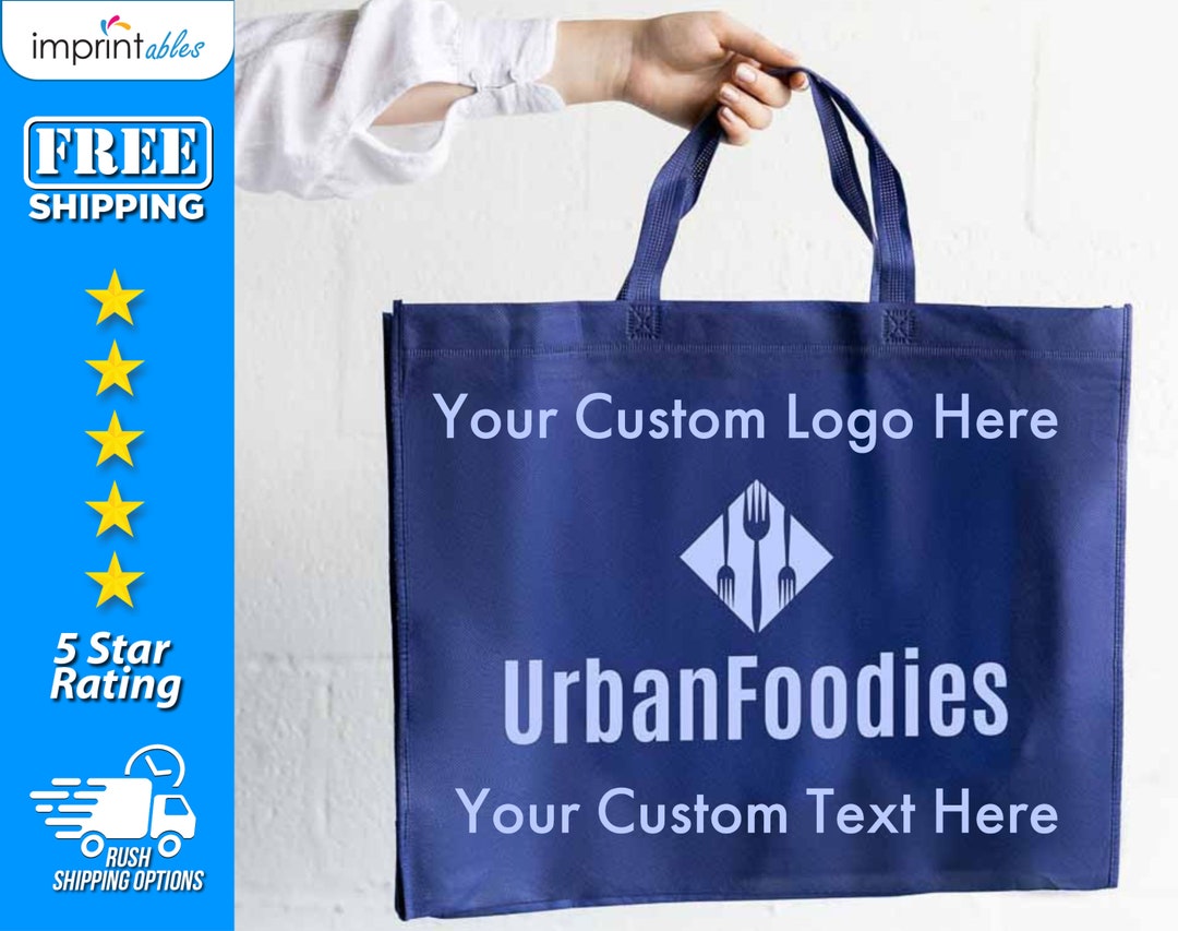 Custom Printed Large Grocery Tote Bags Custom Logo Bag - Etsy