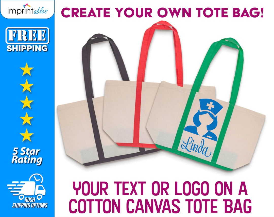 Custom Two Tone Canvas Tote Bags, Custom Logo Bags, Promotional Tote ...