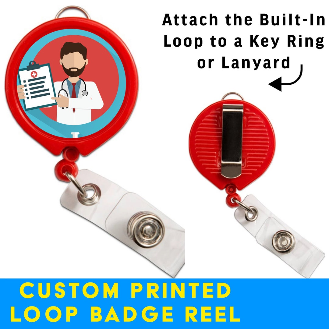 Custom Full Color Print Loop Badge Reels - Employee Badge Belt Clip ...