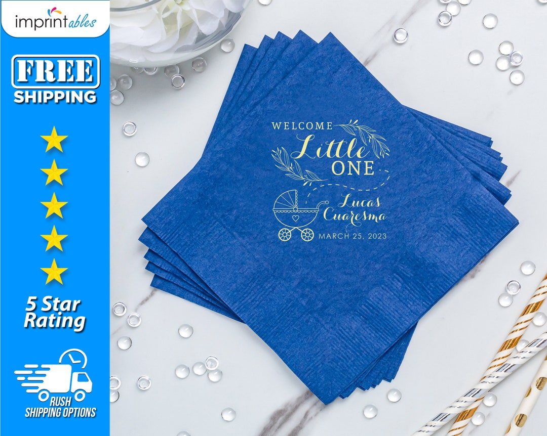 Custom Baby Shower Napkins | Personalized Baby Napkins | Welcome Little ...