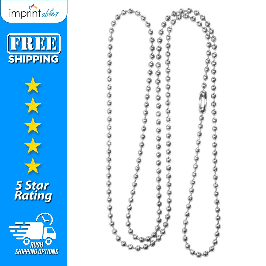 Metal Ball Chain Necklace | Dog Tag Chain | Employee Badge Chain | Name ...