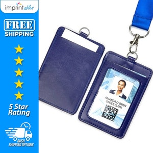Premium PU Leather ID Card Holders - Identification Badge Holders ...