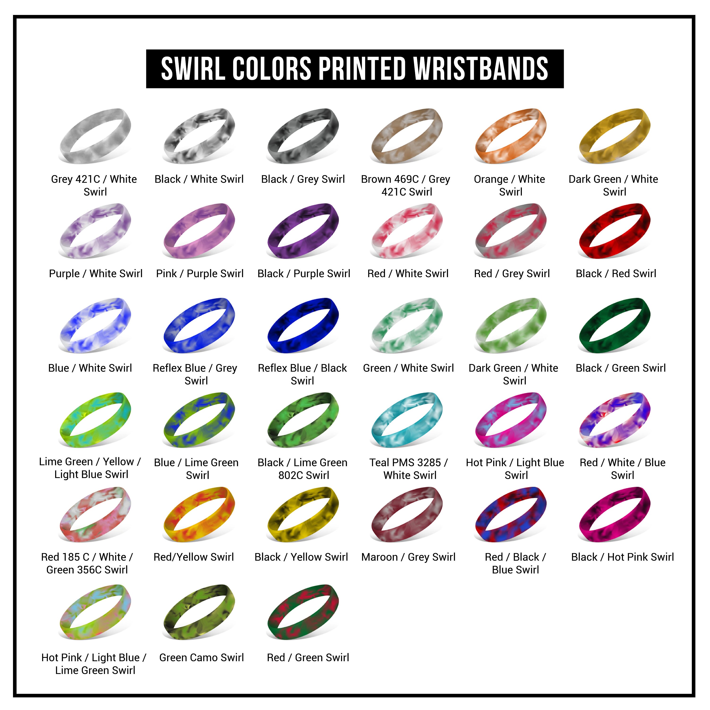 Custom Embossed Swirl Colors Silicone Wristbands | Personalized ...