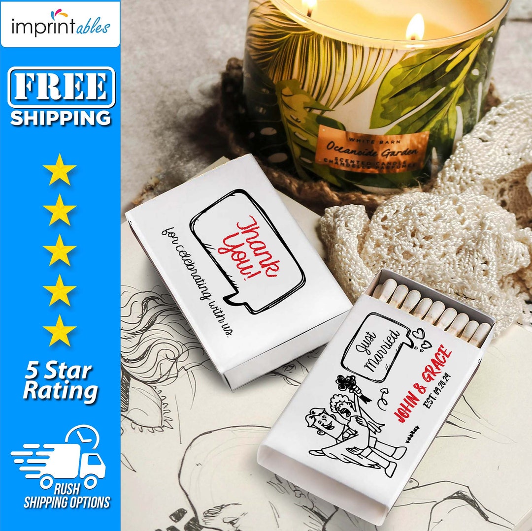 Custom Wedding Matches Box, Personalized Matchboxes, Just Married ...