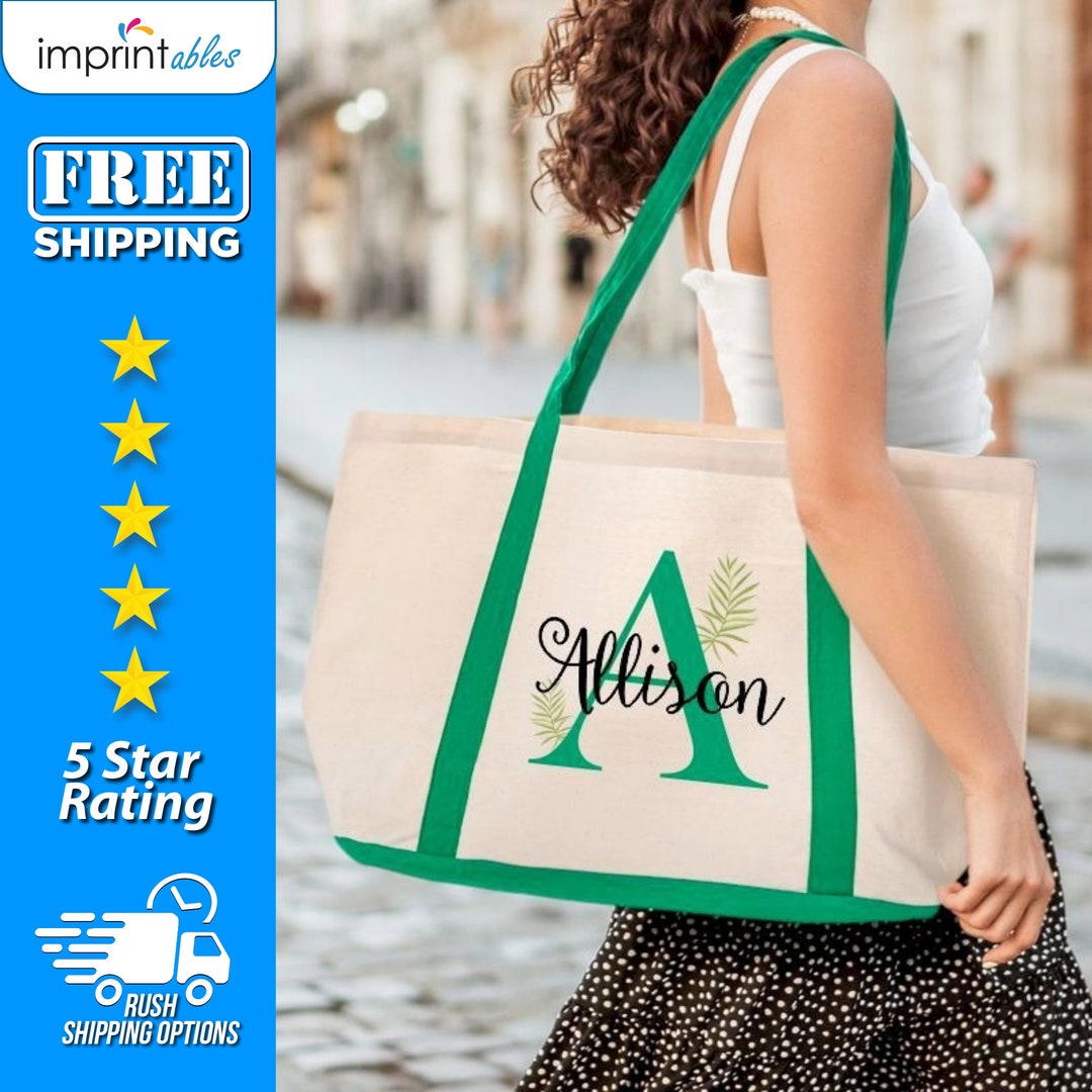 4 Imprint Colors Two Tone Canvas Tote Bags, Custom Logo Bags ...