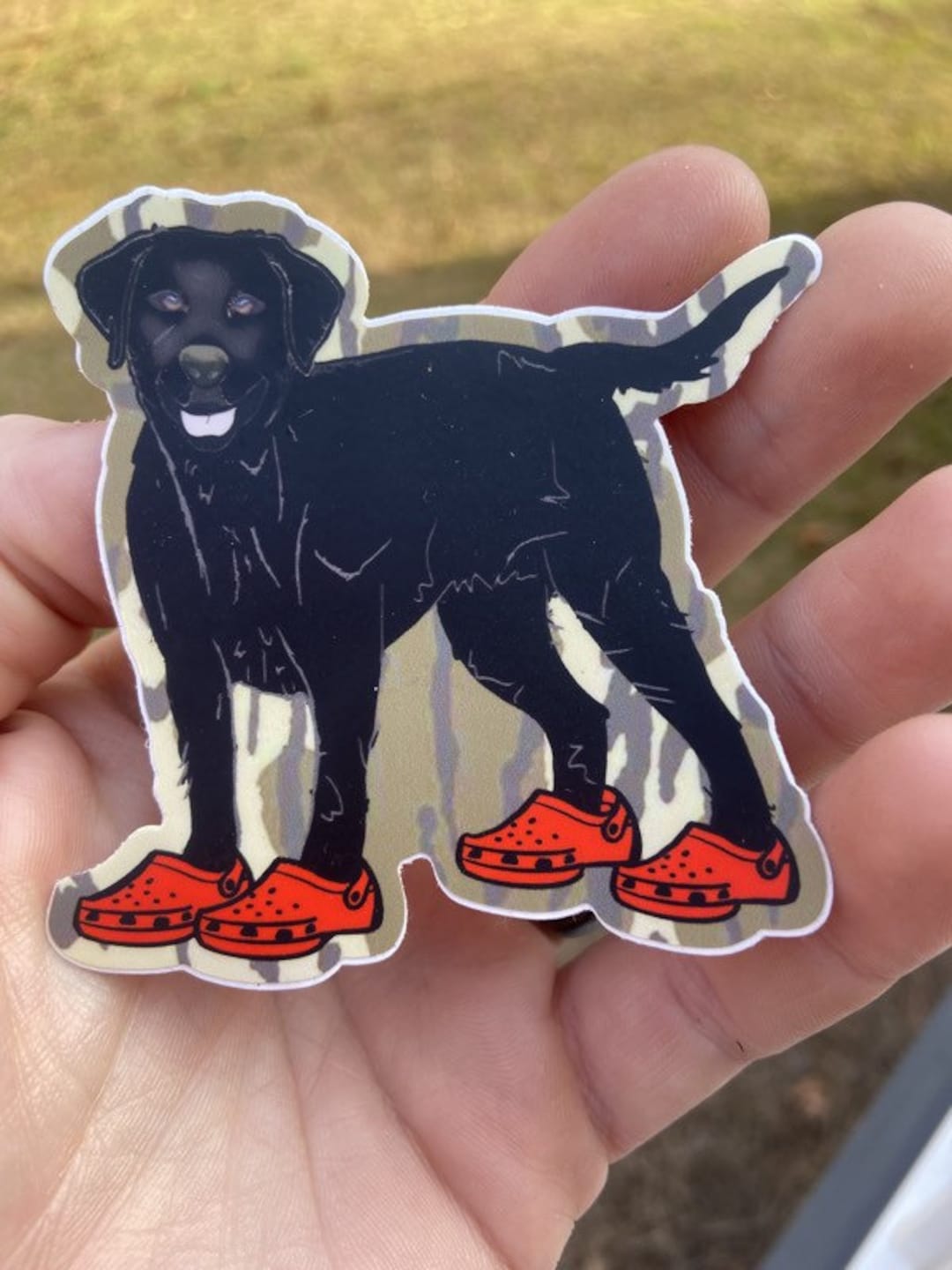 Black Dog in Crocs 3” Sticker - Etsy