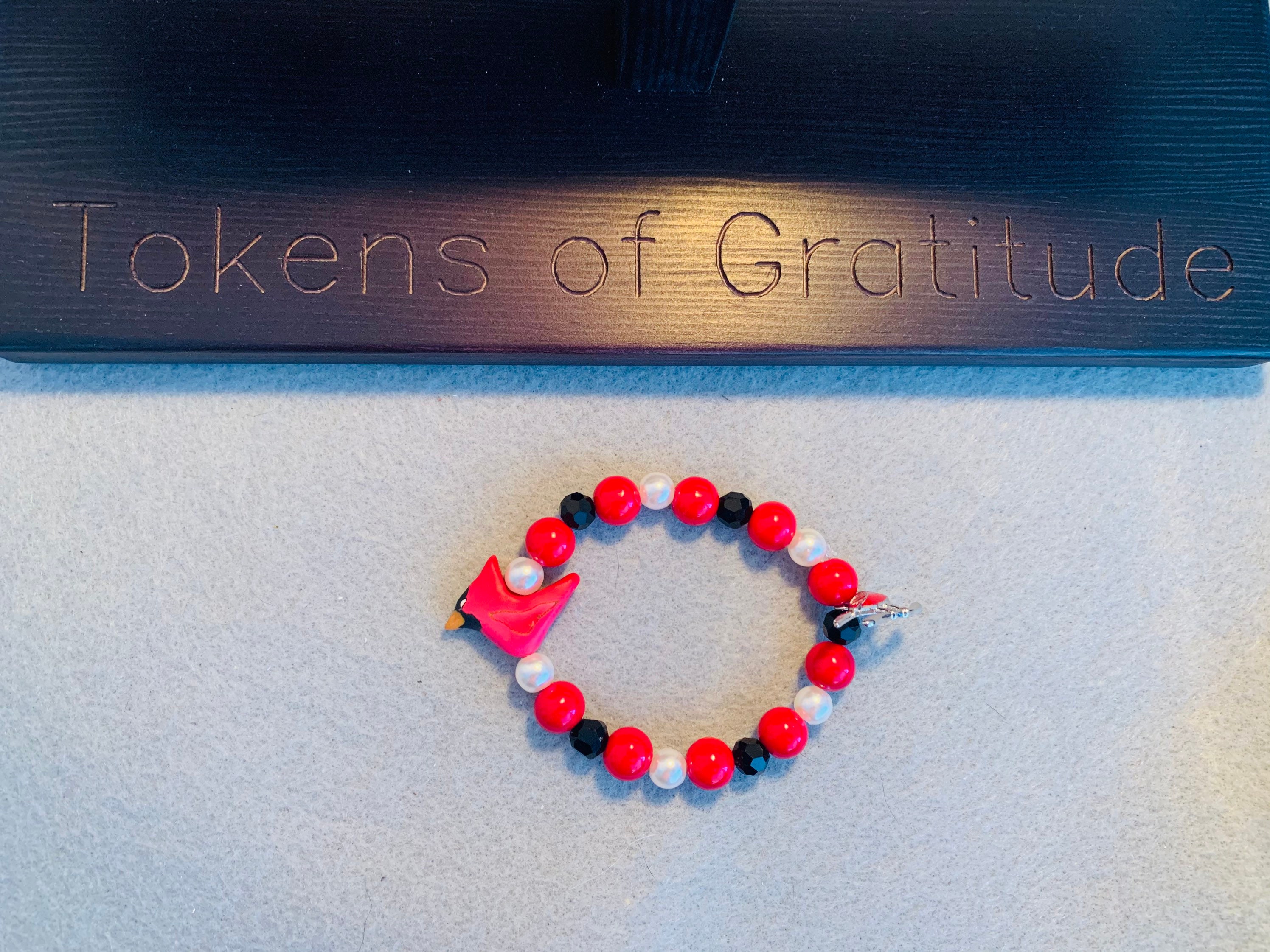 Cardinal Beaded Stretch Bracelet With Cardinal Charm - Etsy