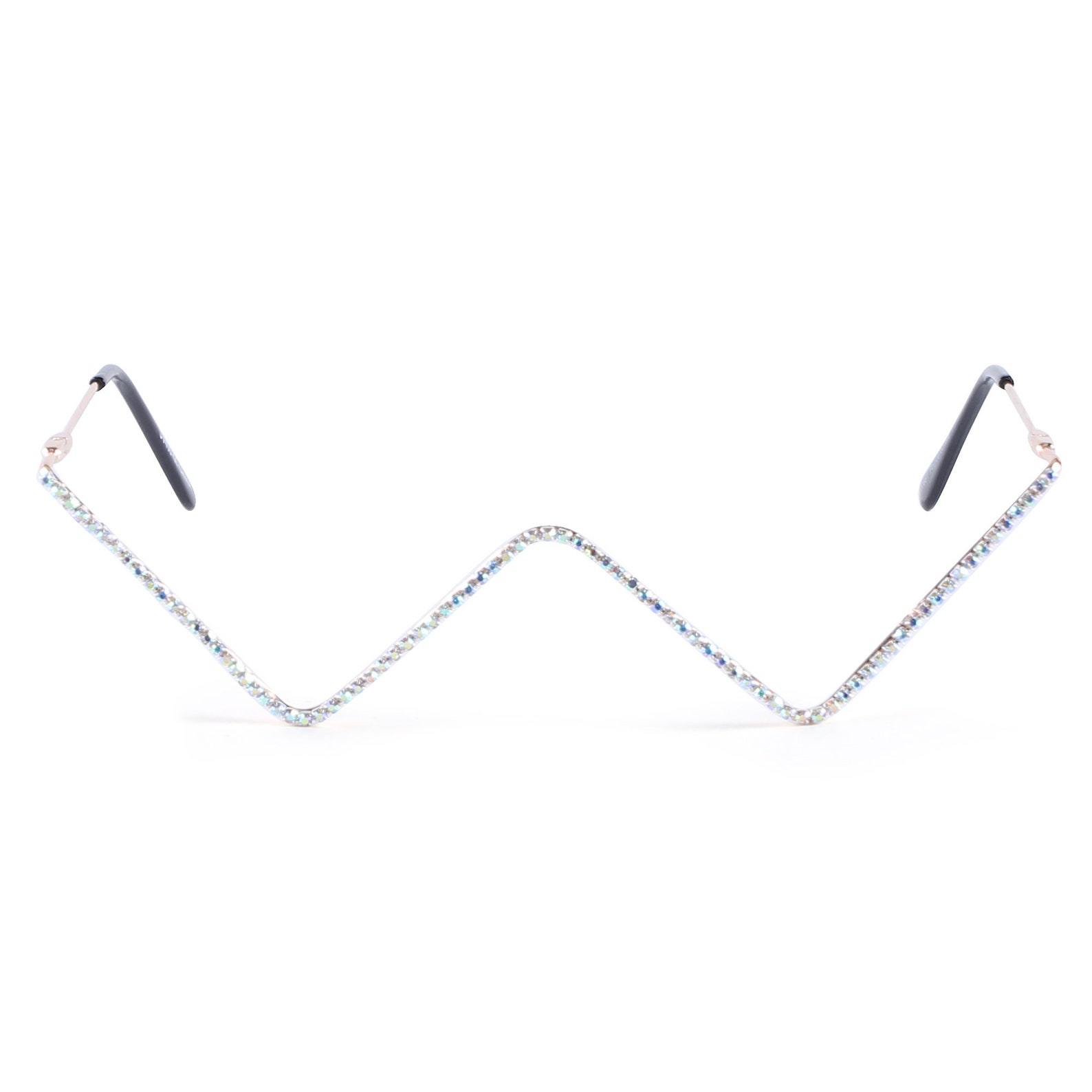 Rhinestone Metal Wireframe Eyewear | Squiggly Wavy | Festival Party ...
