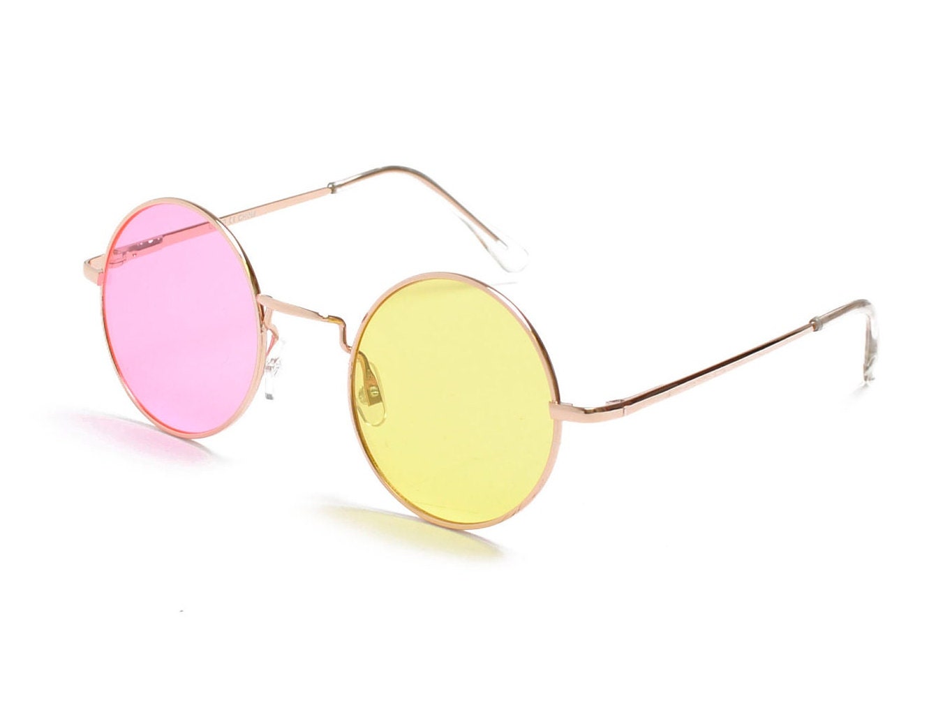 Pink and Yellow Round Circle Sunglasses Spamton - Etsy