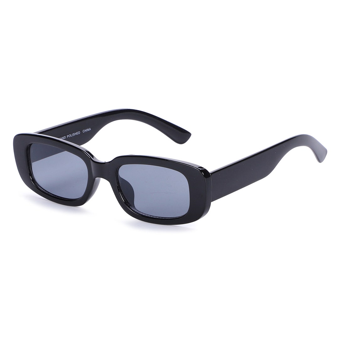 Classic Rectangle Sunglasses | Thick Frame Black Brown Lens | Tortoise ...