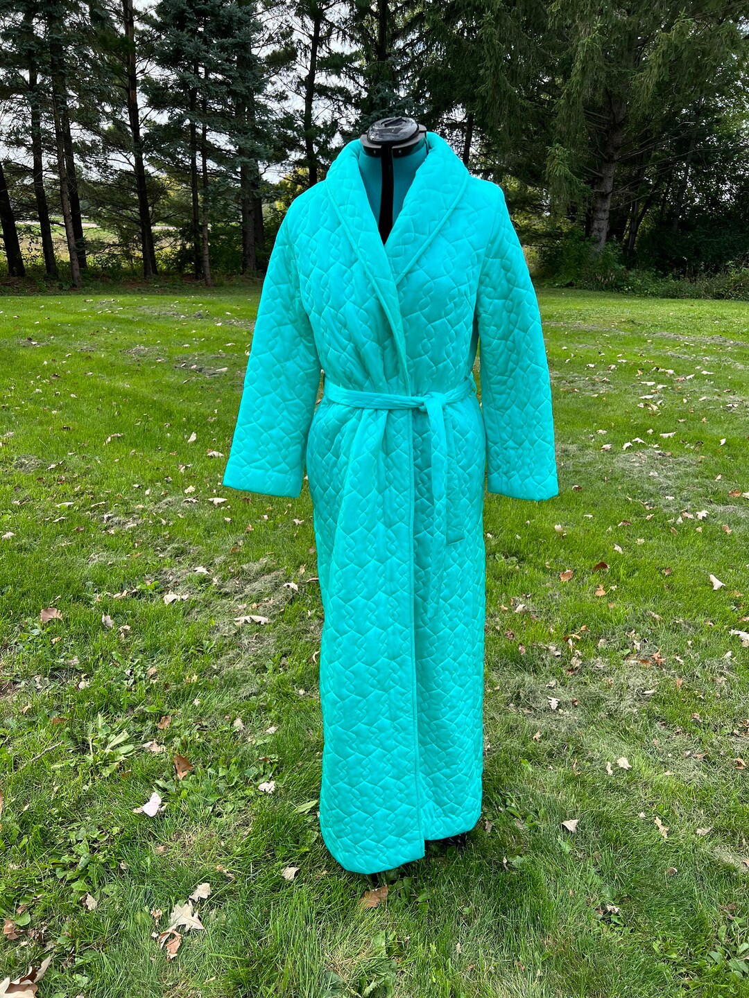 1950/60s Turquoise Quilted Bath/dressing Robe - Etsy