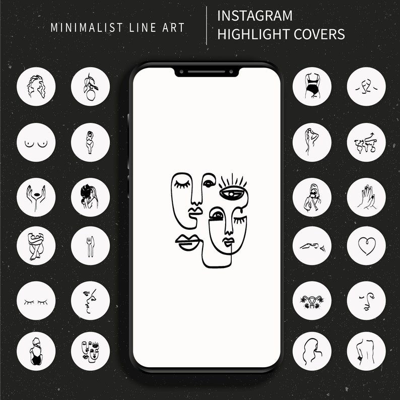 24 Line Art Instagram Highlights 24 Minimalist Icons - Etsy