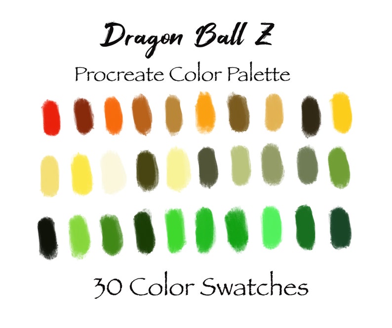 DBZ Themed Procreate Color Palette Color Swatches iPad - Etsy