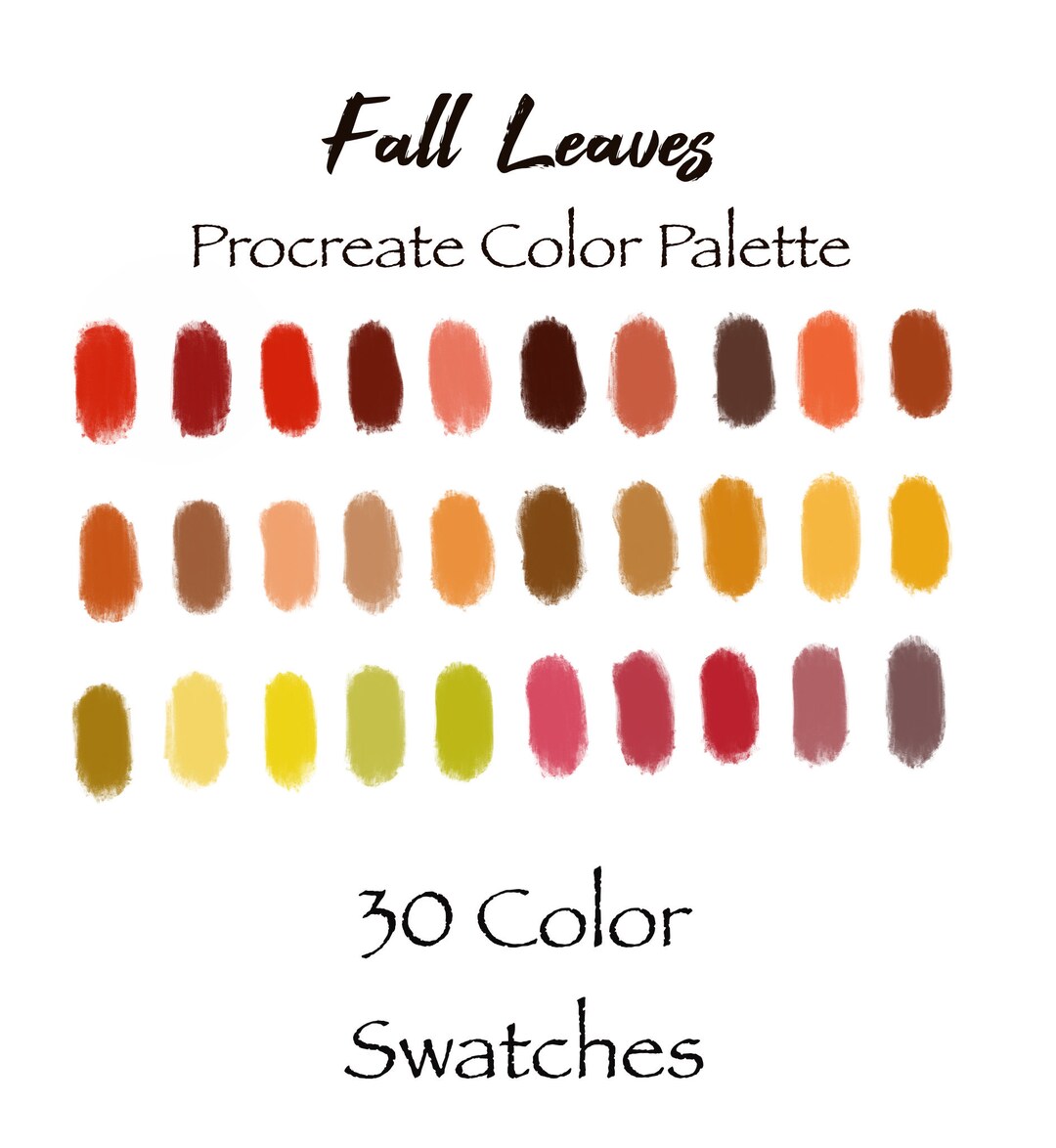 Fall Leaves PROCREATE COLOR PALETTE Color Swatches, Ipad, Illustration ...
