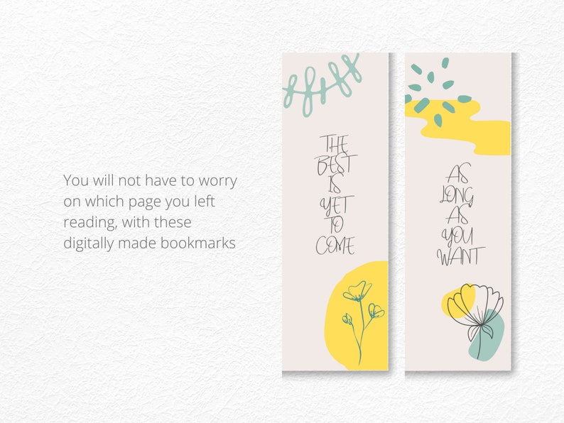 Printable Bookmarks Green Yellow Bookmark Digital Bookmark - Etsy