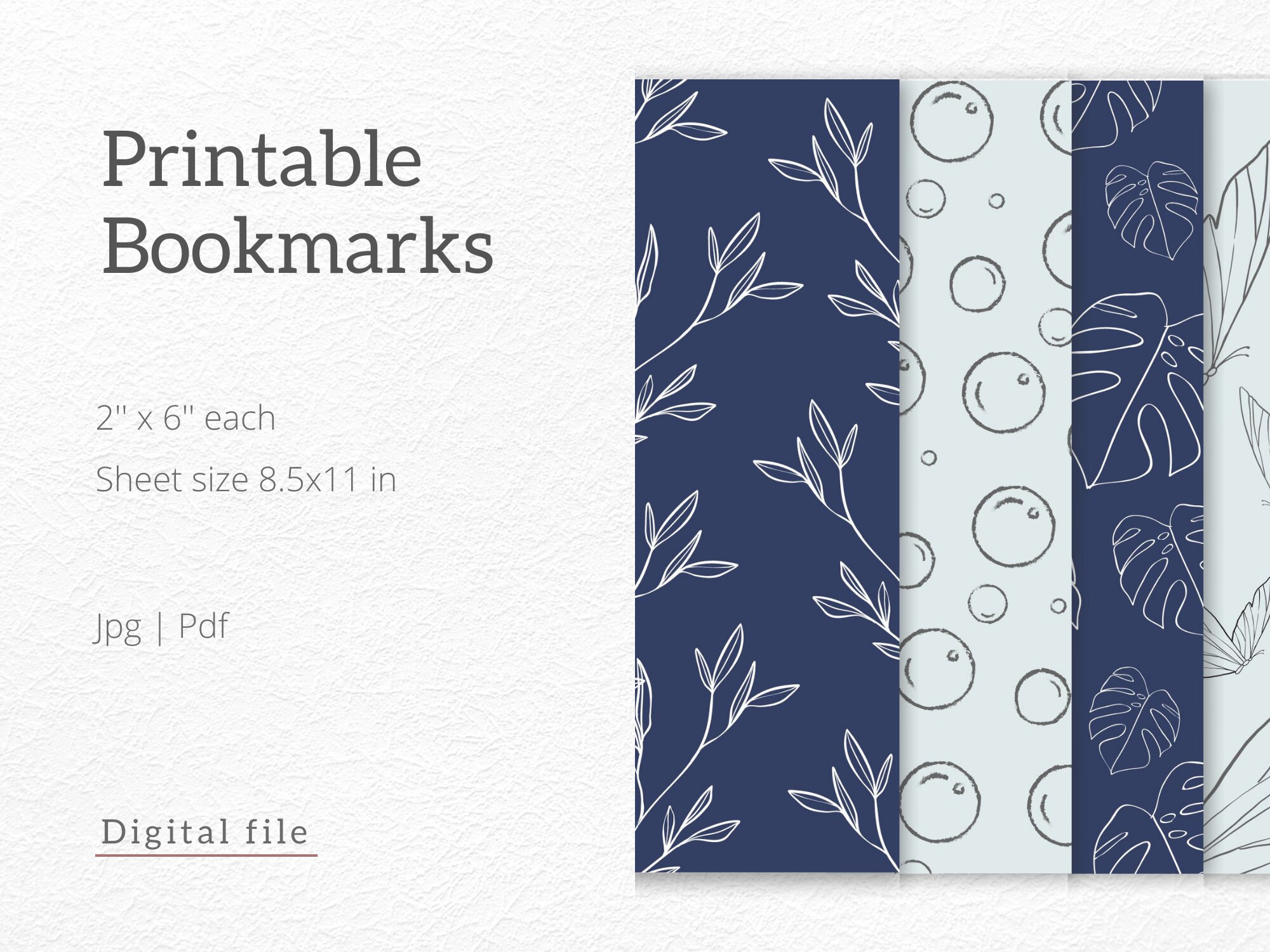 DOUBLE Color Printable Bookmark Set, Modern Bookmarks, Line Art Design ...