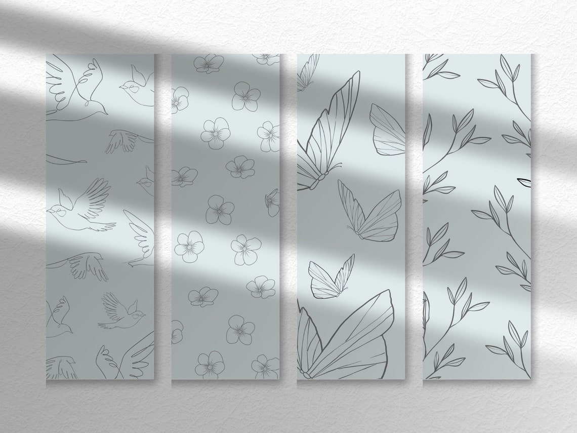 DOUBLE Color Printable Bookmark Set, Modern Bookmarks, Line Art Design ...