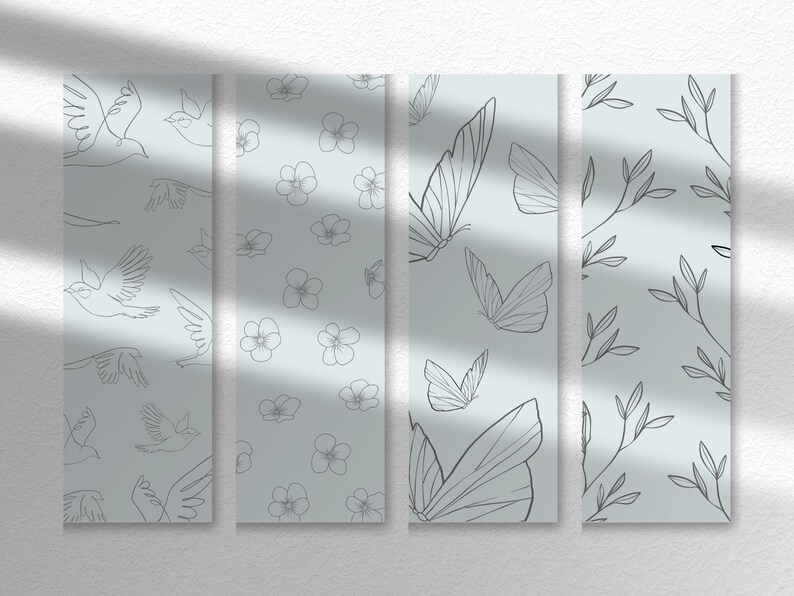 DOUBLE Color Printable Bookmark Set, Modern Bookmarks, Line Art Design ...