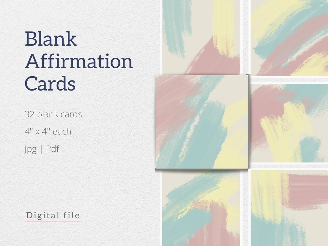 32 Blank Affirmation Cards, Pastel Color Paper, Printable, BUNDLE - Etsy