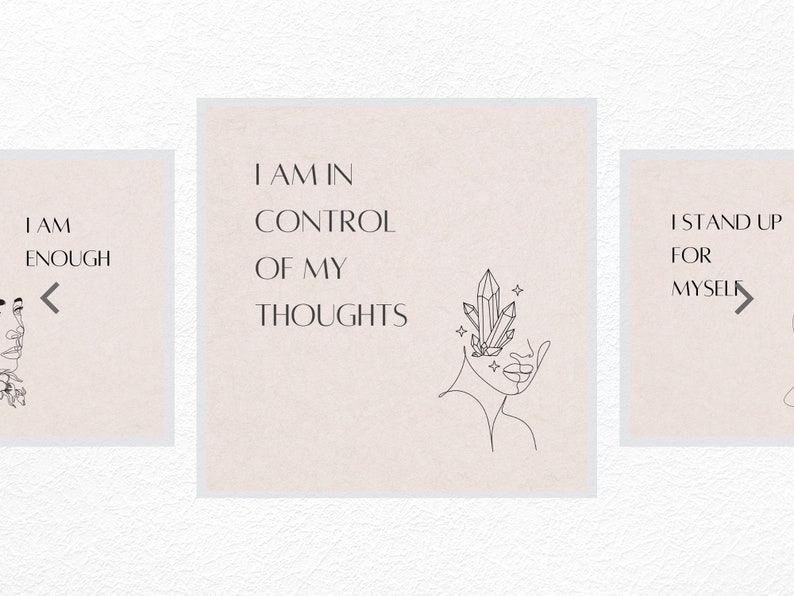 BUNDLE 32 Neutral Printable Affirmation Cards, Line Art, Affirmation ...