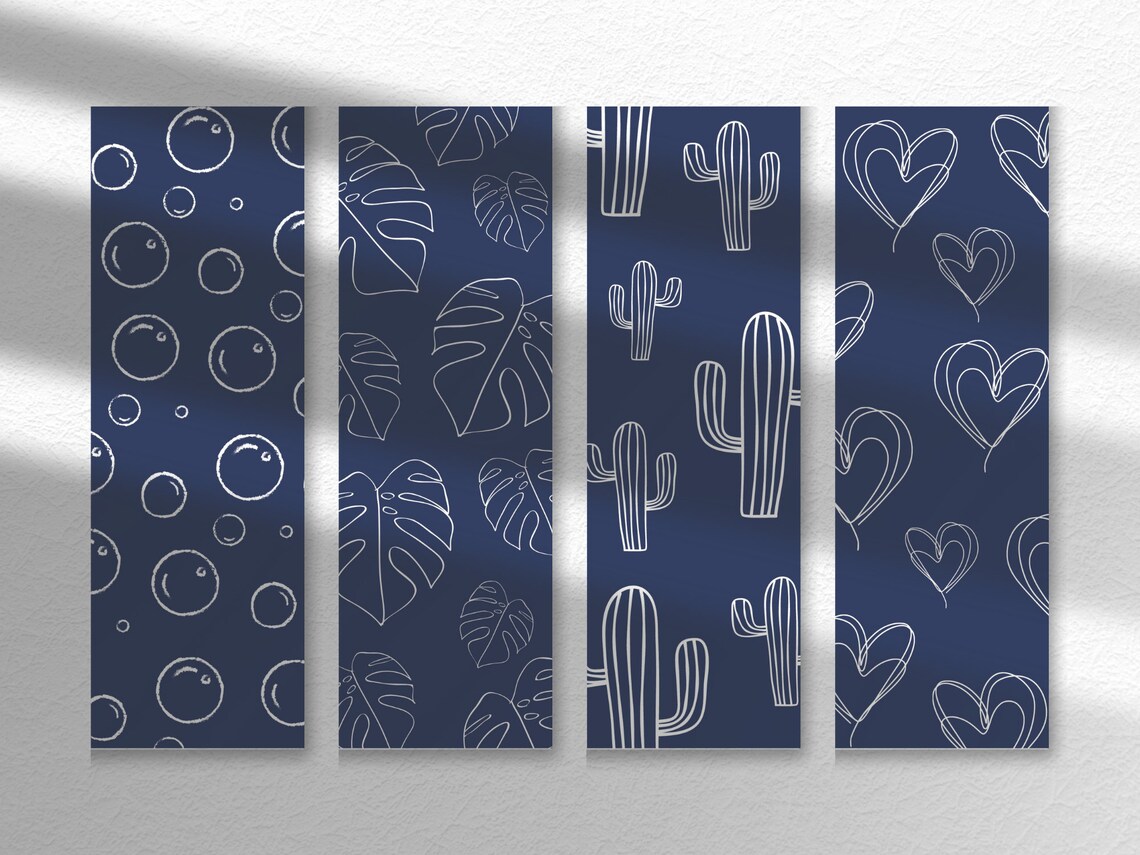 DOUBLE Color Printable Bookmark Set, Modern Bookmarks, Line Art Design ...