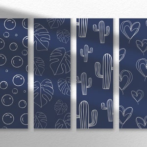 DOUBLE Color Printable Bookmark Set, Modern Bookmarks, Line Art Design ...