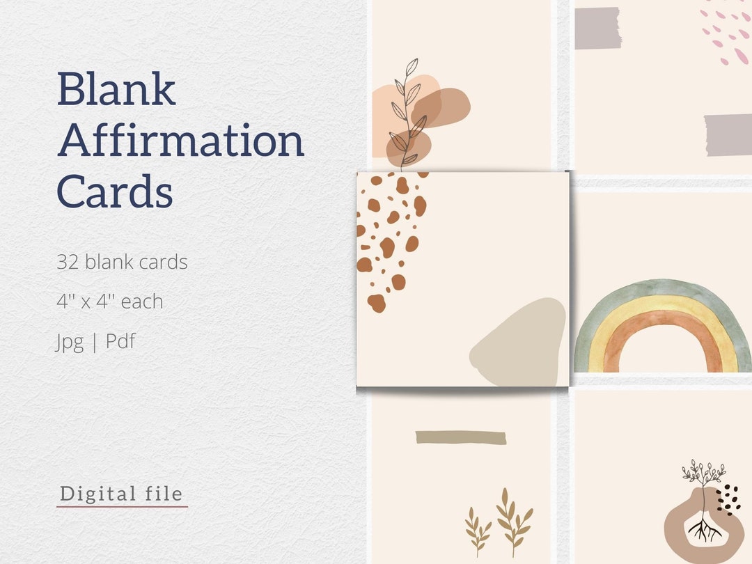 32 Neutral Printable Blank Affirmation Cards, Blank Scripture Cards ...