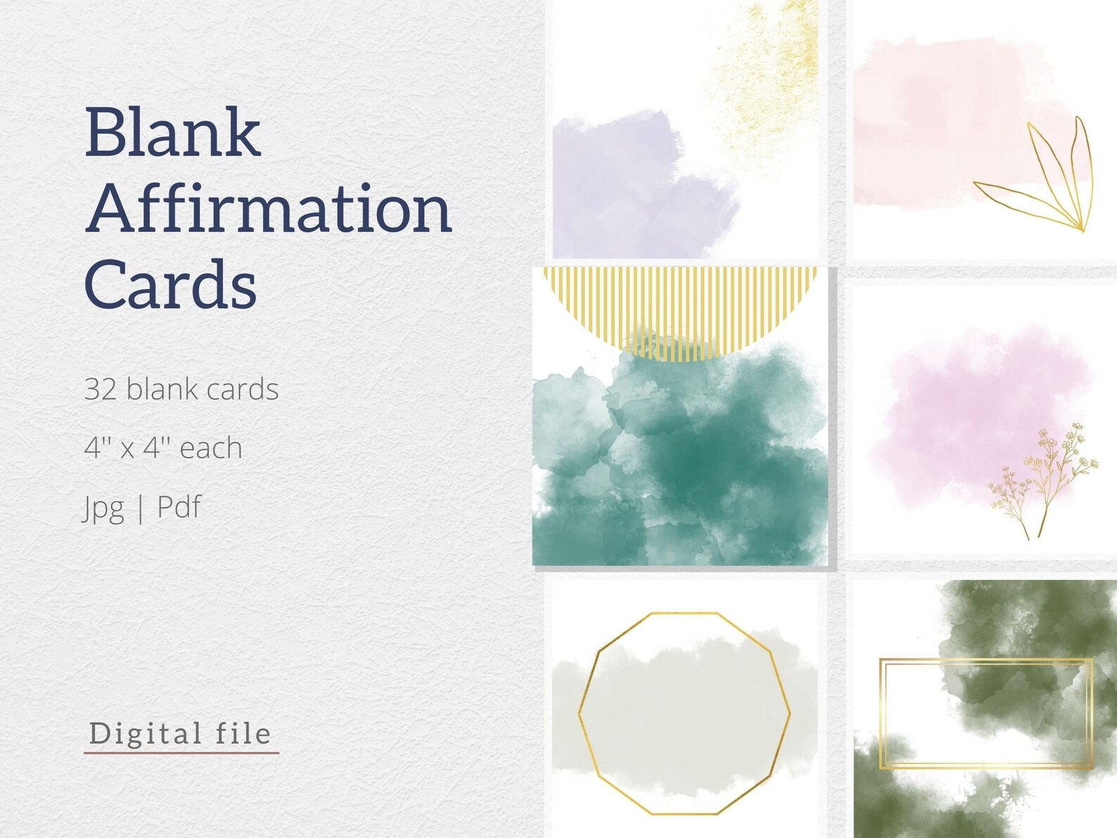 32 Printable Blank Affirmation Cards, Blank Scripture Cards ...