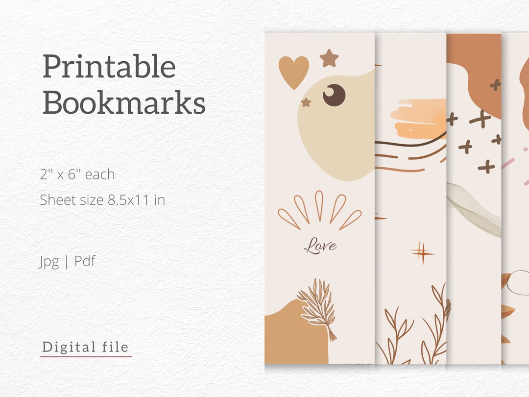 Printable Bookmarks, Boho Bookmark, Digital Bookmark, Bookmark Set ...