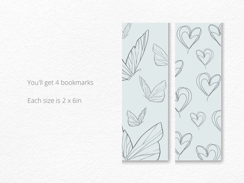 DOUBLE Color Printable Bookmark Set, Modern Bookmarks, Line Art Design ...