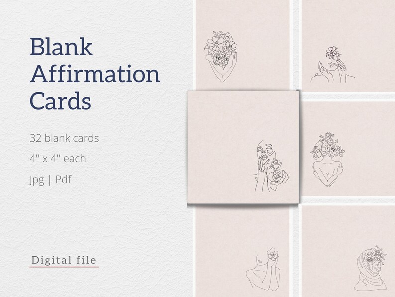 BUNDLE 32 Neutral Printable Blank Affirmation Cards, Affirmation Cards ...