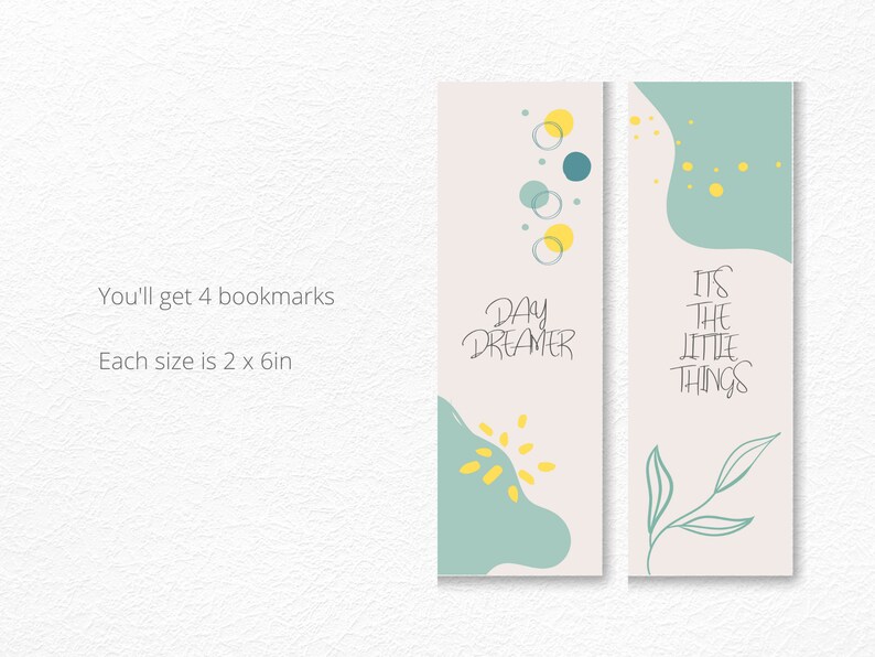 Printable Bookmarks Green Yellow Bookmark Digital Bookmark - Etsy