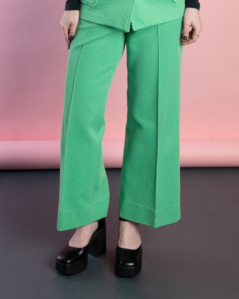 1960s 70s White Polka Dot Green Pant Lounge Suit Size Large Etsy