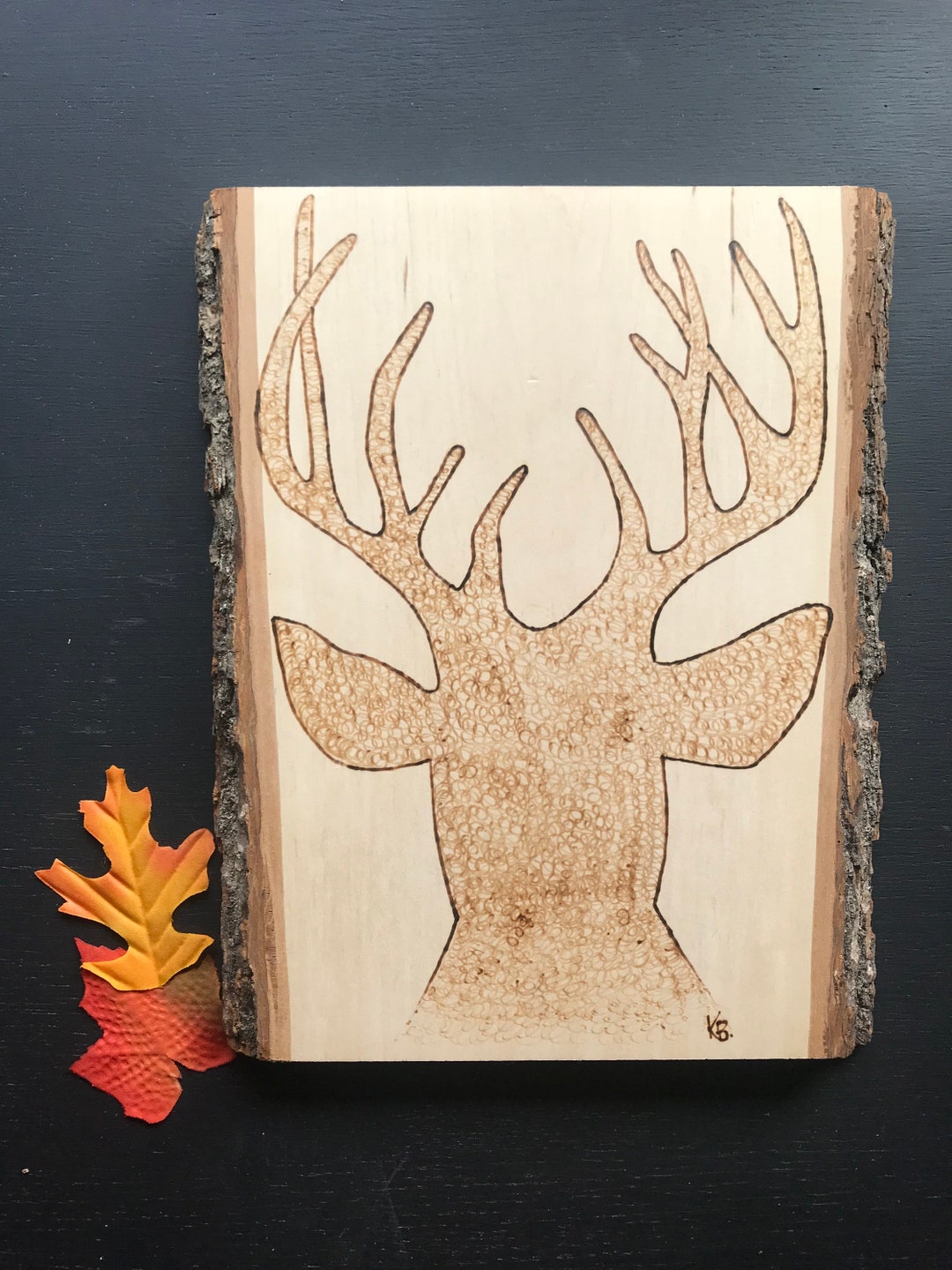 Front View Deer Head Woodburning - Etsy España