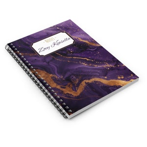 Personalized Purple and Gold Spiral Notebook With Custom Name Ruled ...