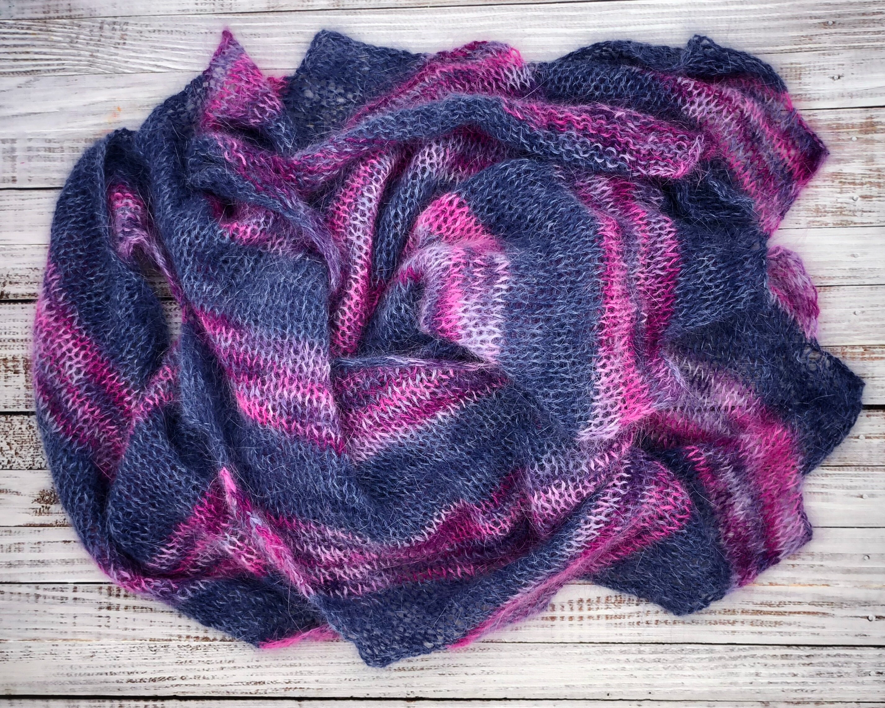 En stock / Gorgeous Handpainted Angora Triangular Scarf | Etsy