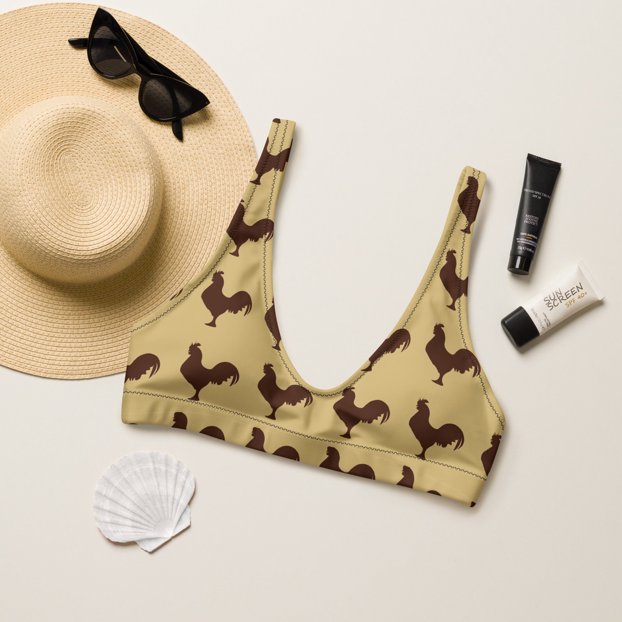 Rooster Print High-waisted Bikini Farm Animal Bikini Two-piece Swimsuit ...