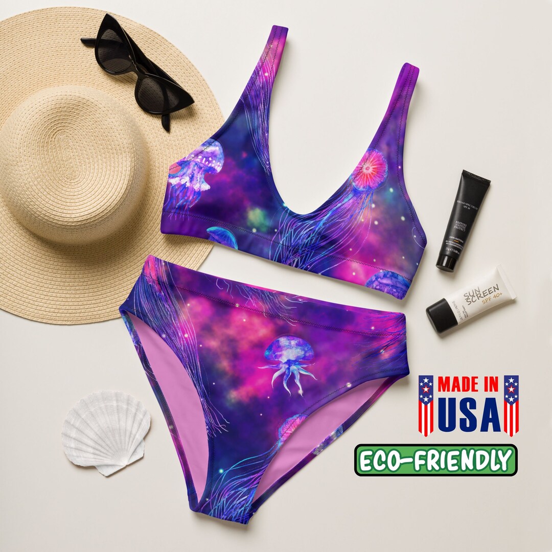 Jellyfish High-waisted Bikini | Sea Creatures Bikini | Two-piece ...