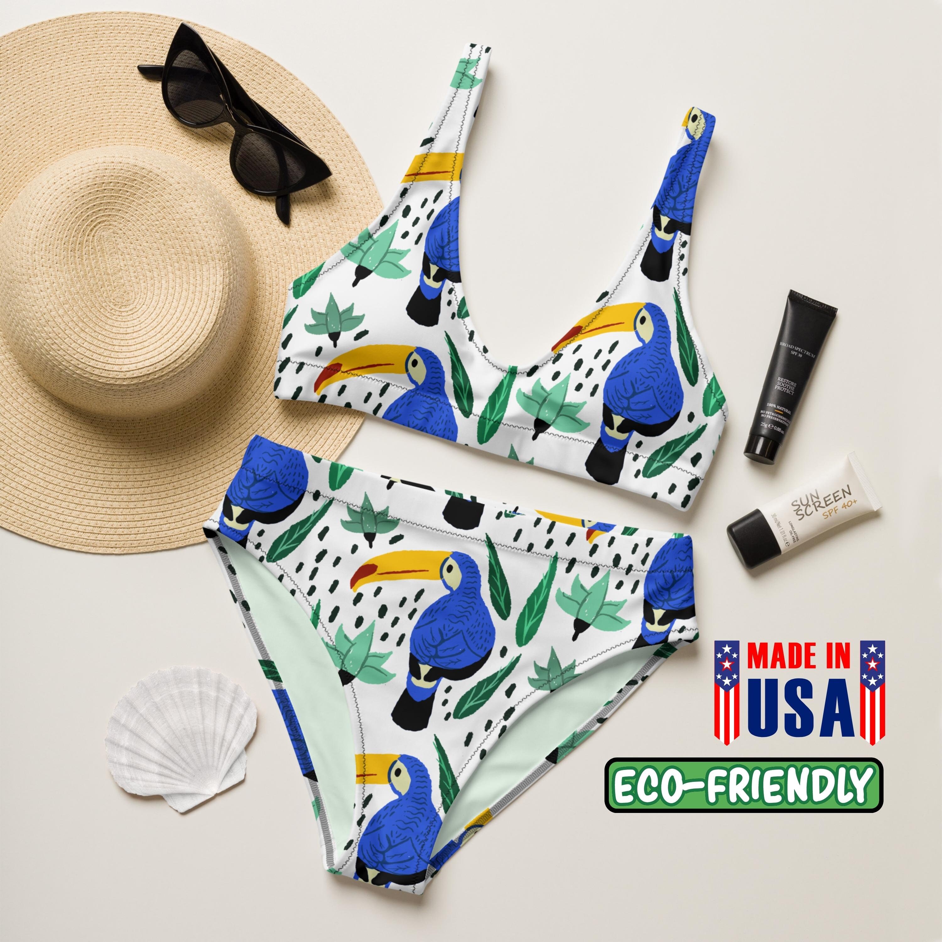 Toucan Tropical High-waisted Bikini Bird Cute Bikini Two-piece Swimsuit ...